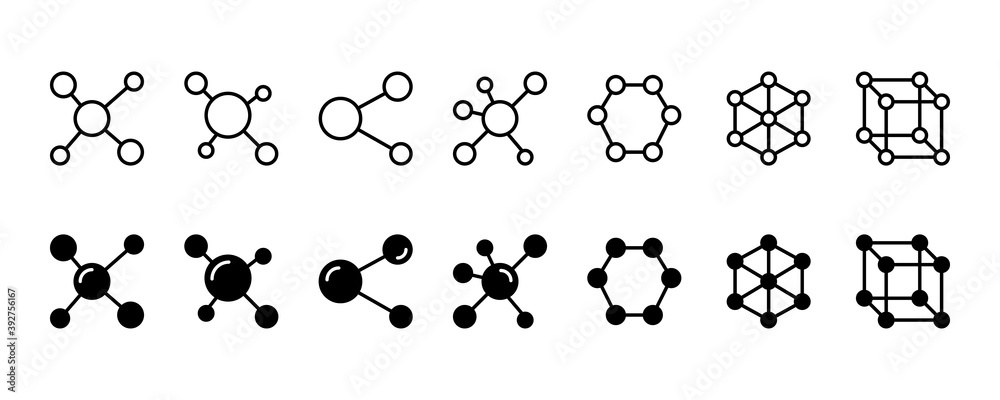 Molecule icon set. Vector graphic illustration. Suitable for website ...