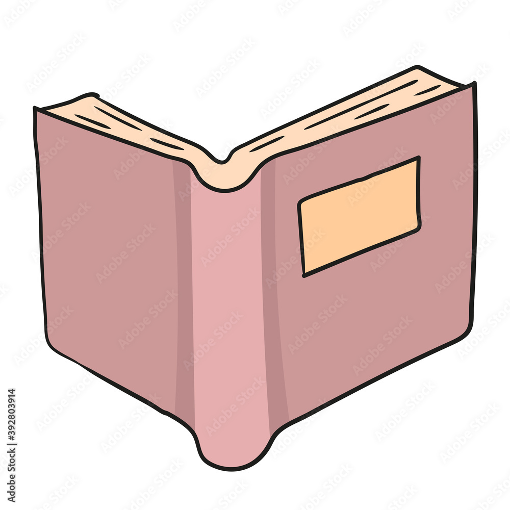 open book doodle icon. vector illustration of cartoon character mascot ...