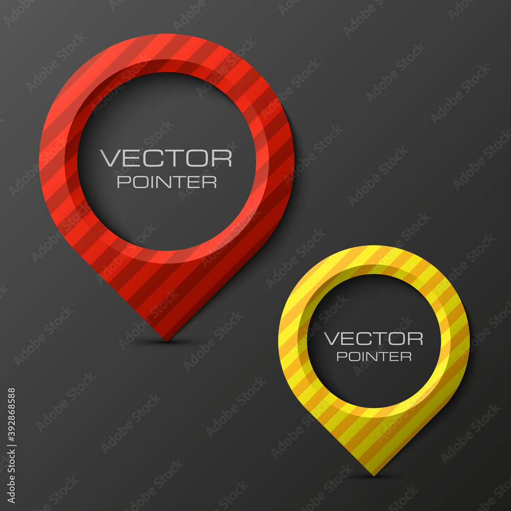 Index location on the map. Pointer position. Marker standing. Indicator ...