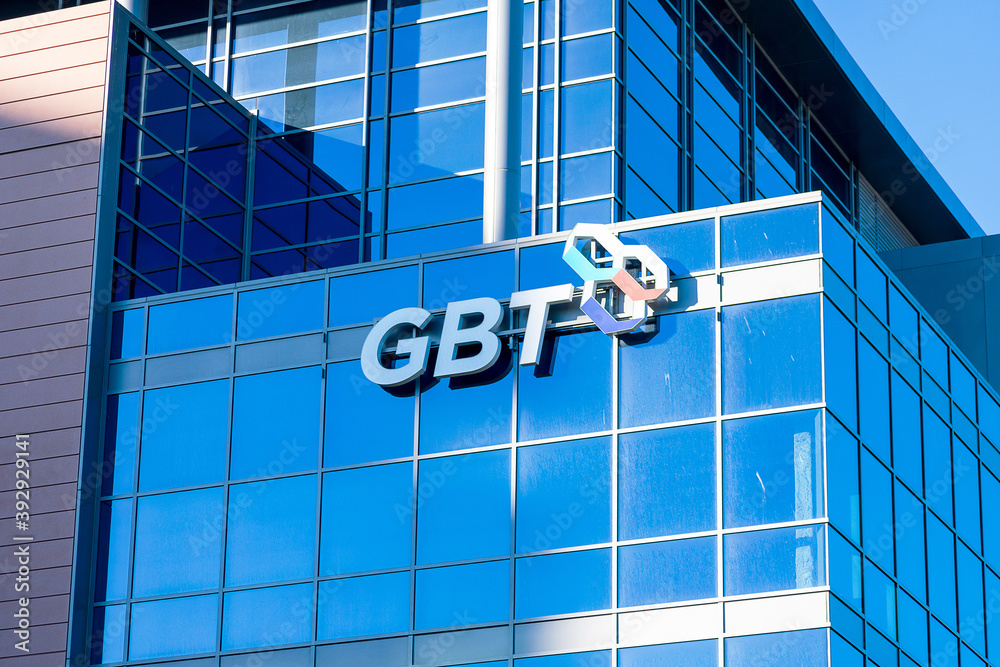 GBT sign logo on headquarters. Global Blood Therapeutics is a clinical ...