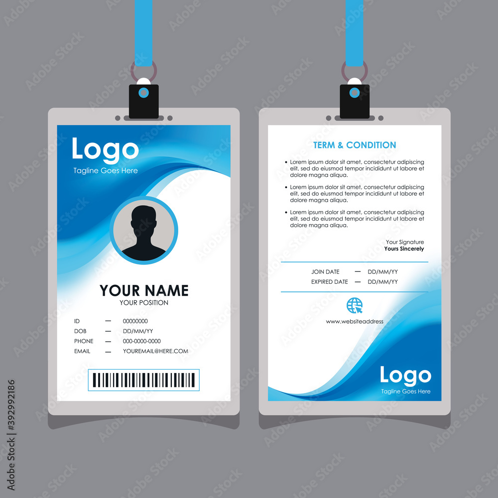 Abstract Smooth Clean Blue Wavy Id Card Design with Blurry Mesh ...