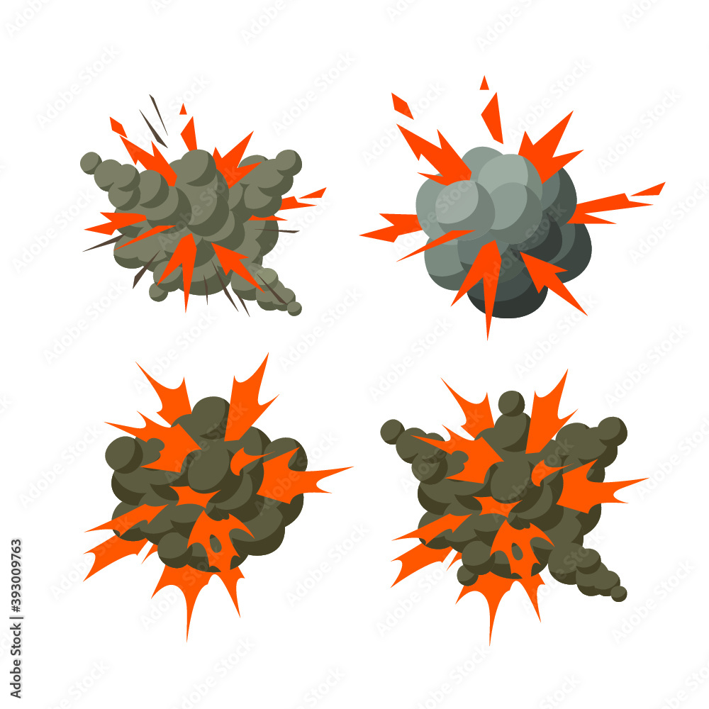 Explosion boom cartoon style, isolated on white background, vector ...