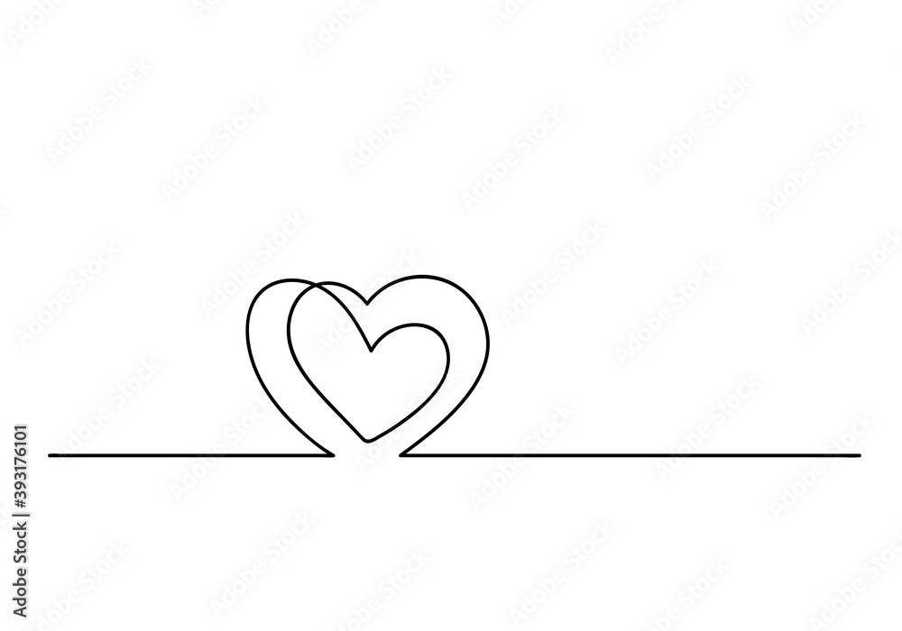 Continuous one line drawing of heart shape, vector minimalist bl Stock ...