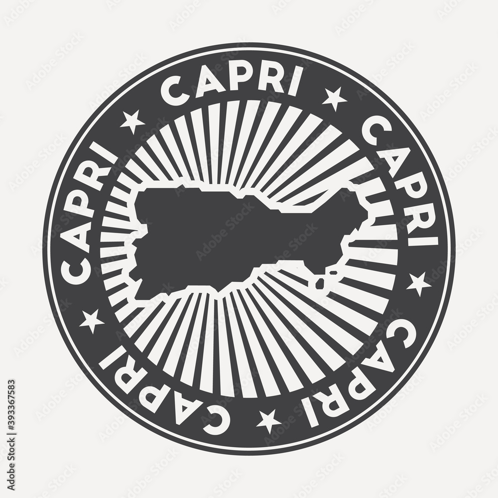 Capri round logo. Vintage travel badge with the circular name and map ...