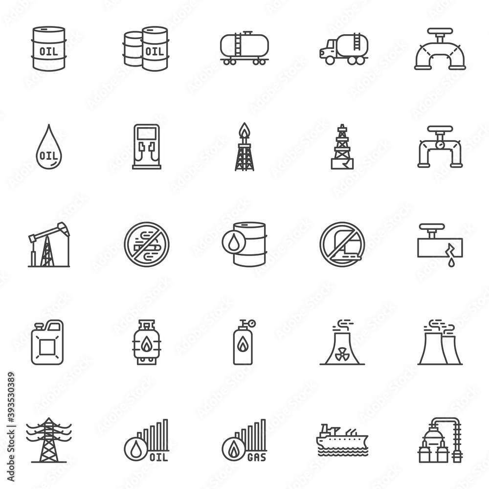 Image vectorielle Stock Gas and oil industry line icons set. linear ...