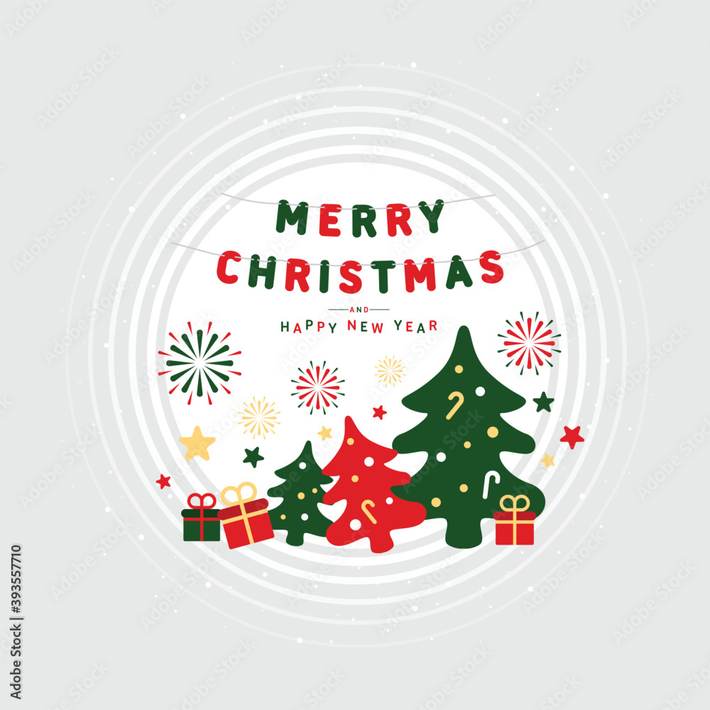 Image vectorielle Stock Red and green Merry christmas letter Bunting ...