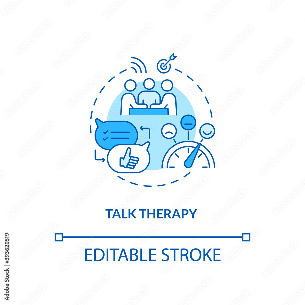 Talk therapy concept icon. SAD treatment idea thin line illustration ...
