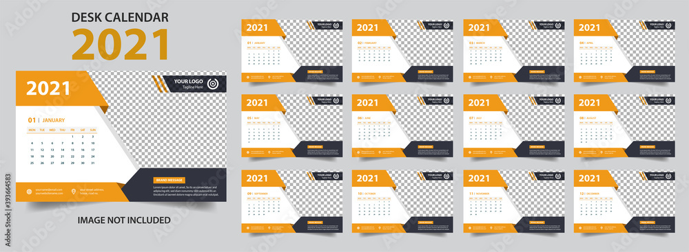 Desk calendar for 2021 year in clean minimal style. Corporate Business ...