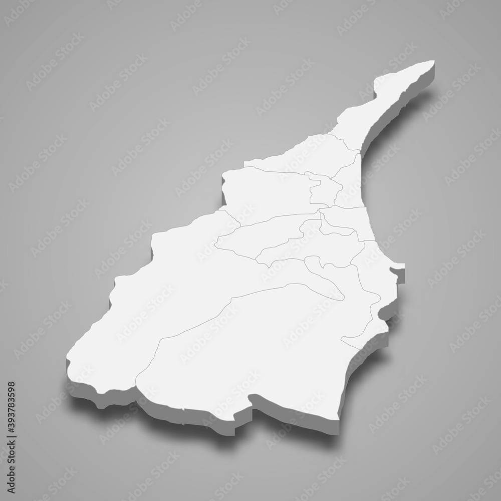 เวกเตอร์ Stock 3d isometric map of Yilan County is a region of Taiwan ...