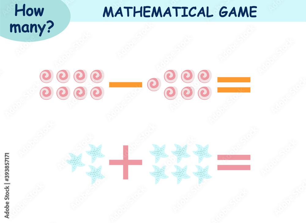mathematical examples of addition and subtraction. educational page for ...