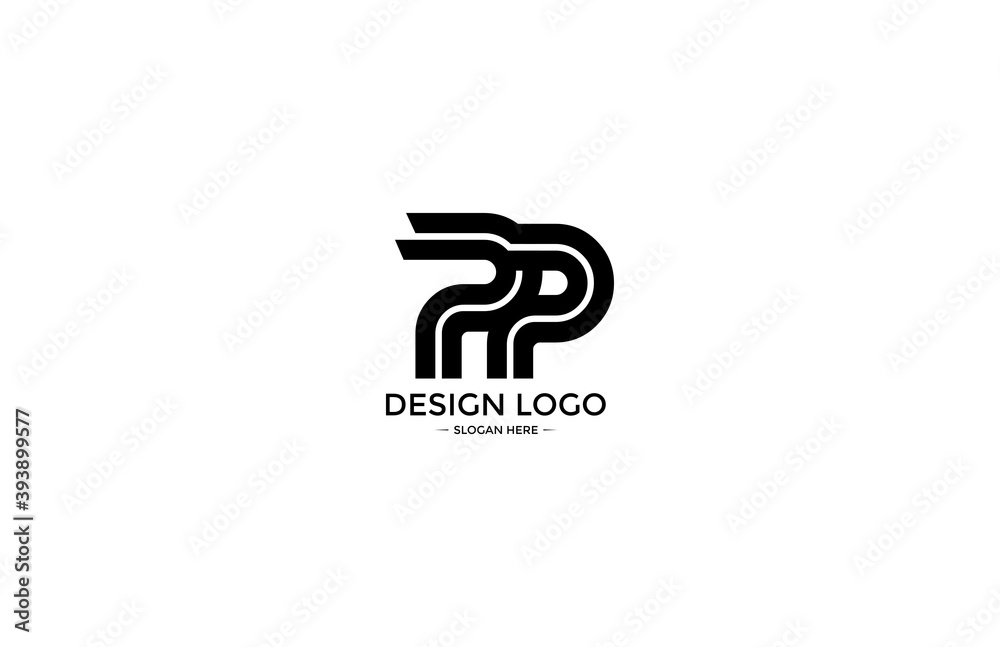 Logo Typography Initial Letter PP Linear Monogram Font Vector Stock ...
