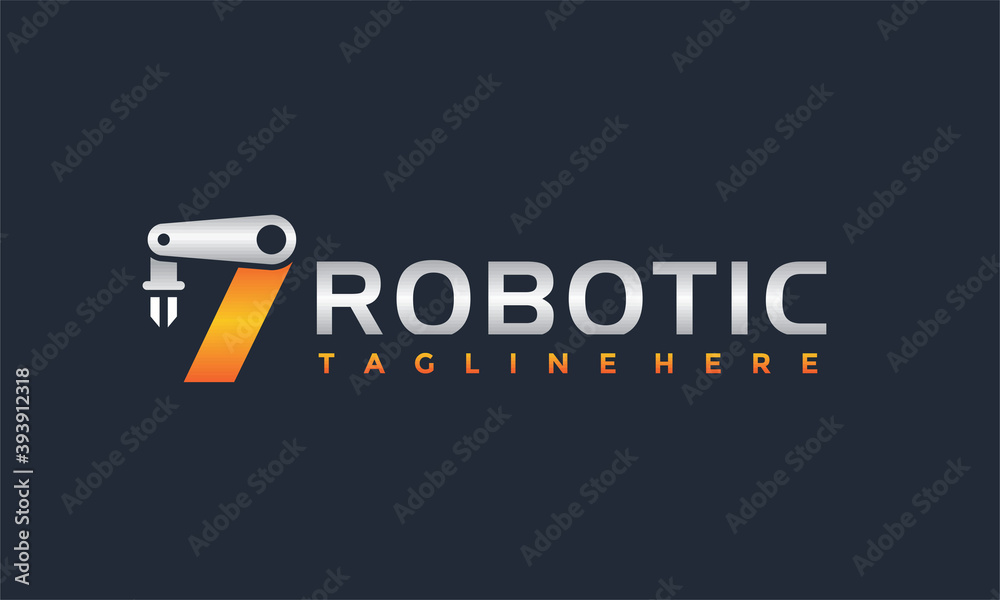number seven robot arm logo Stock Vector | Adobe Stock