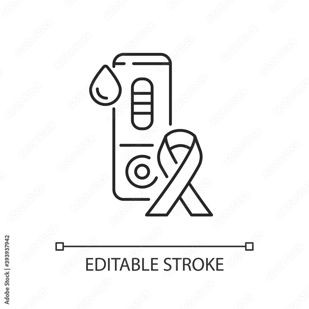 HIV test linear icon. Laboratory blood examination. Rapid test for AIDS ...