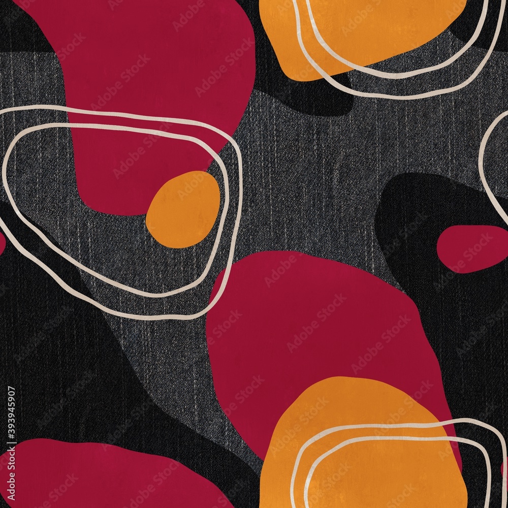 Seamless organic rounded curvy shapes on denim jean fabric. High ...