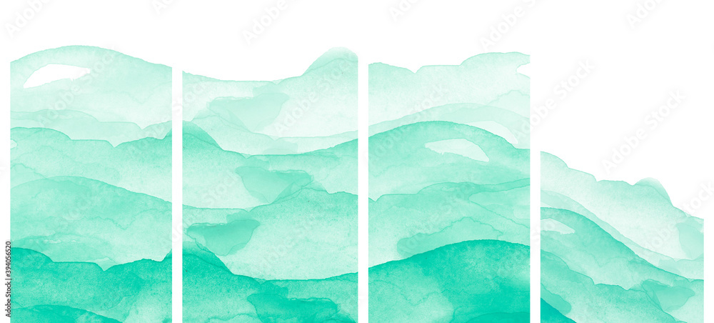 Watercolor line of blue paint, splash, smear, blot, abstraction. Wall ...