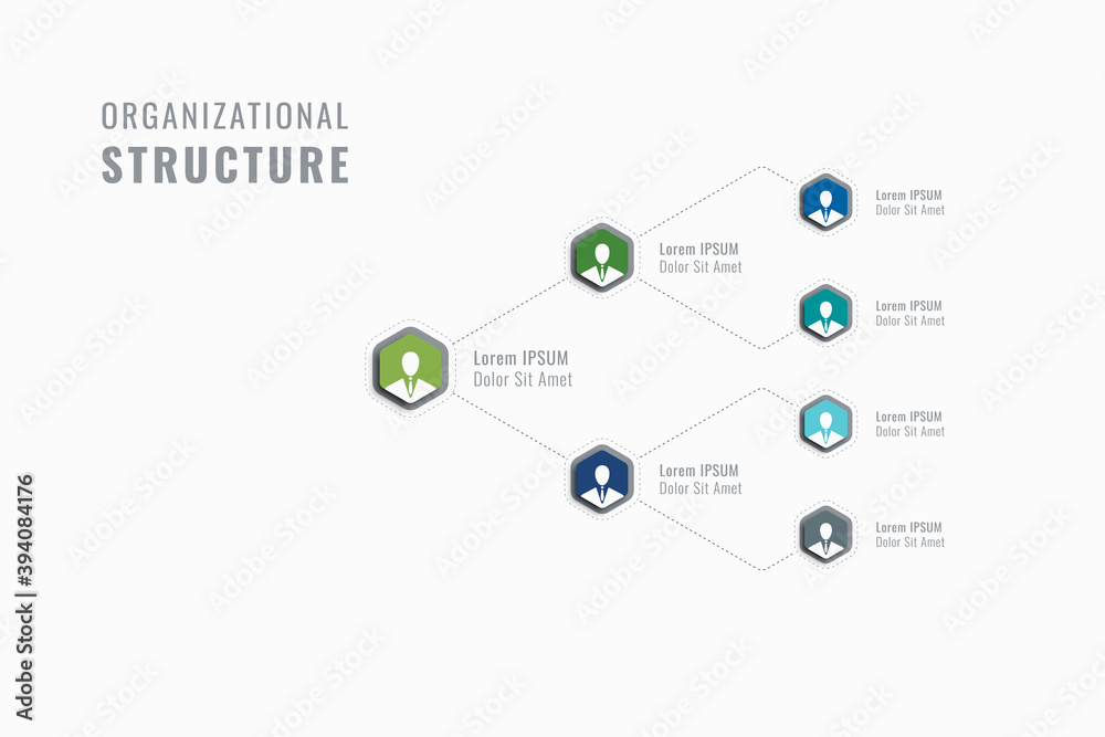 Horizontal business hierarchy of the company template. Multicolor ...