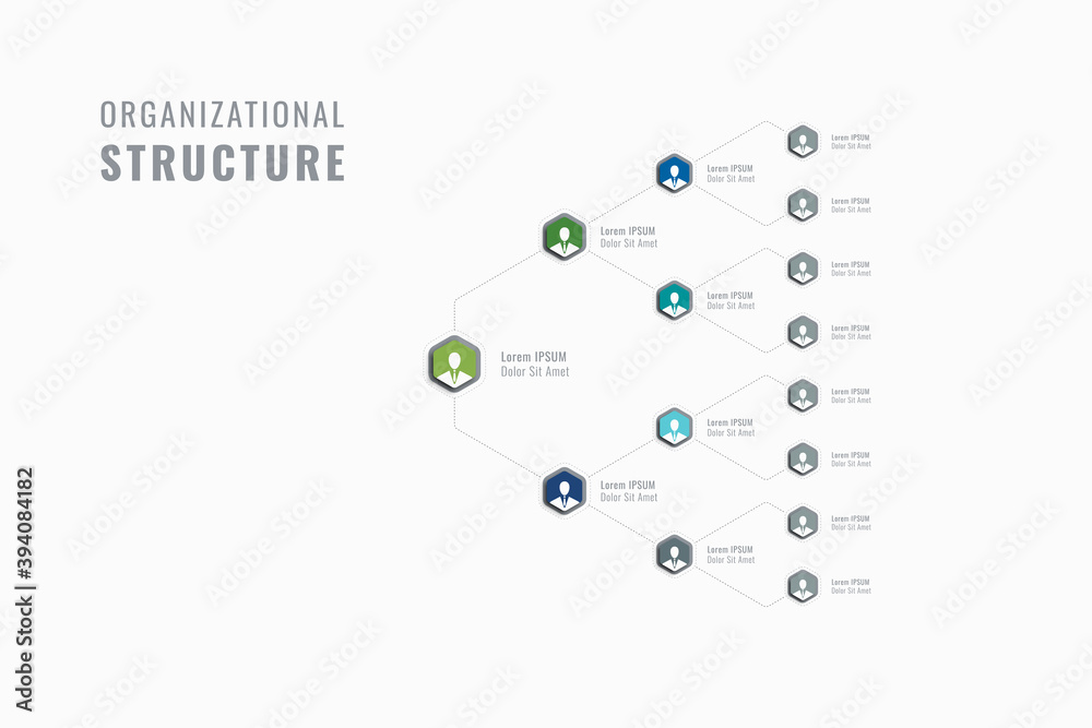 Horizontal business hierarchy of the company template. Multicolor ...