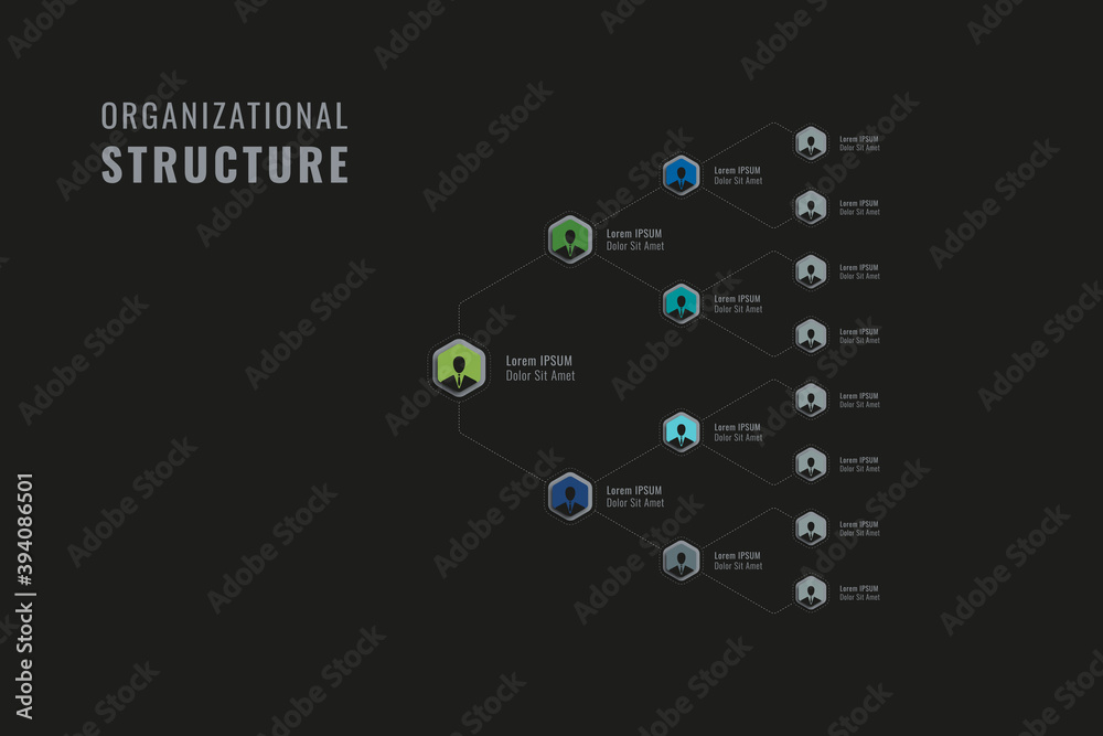 Horizontal business hierarchy of the company template. Multicolor ...