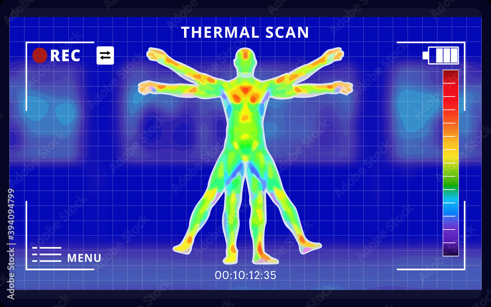 Illustration vector graphic of Human body warmth in infrared spectrum ...