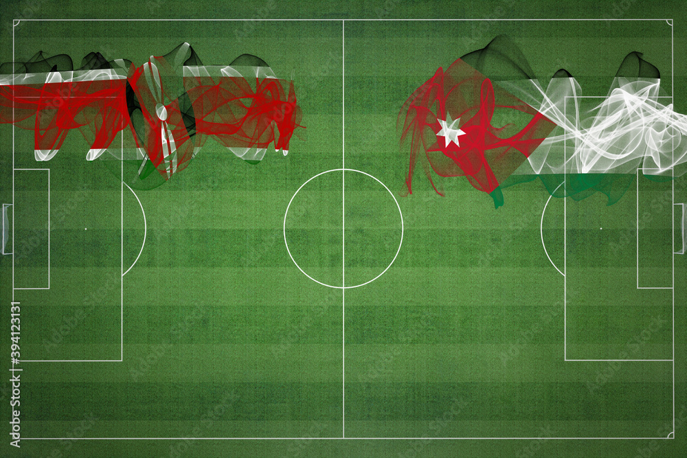 Kenya vs Jordan Soccer Match, national colors, national flags, soccer ...