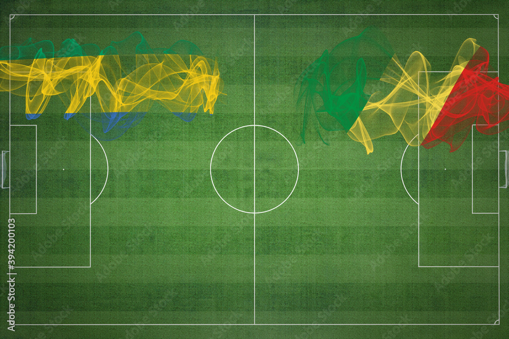Gabon vs Congo Soccer Match, national colors, national flags, soccer ...
