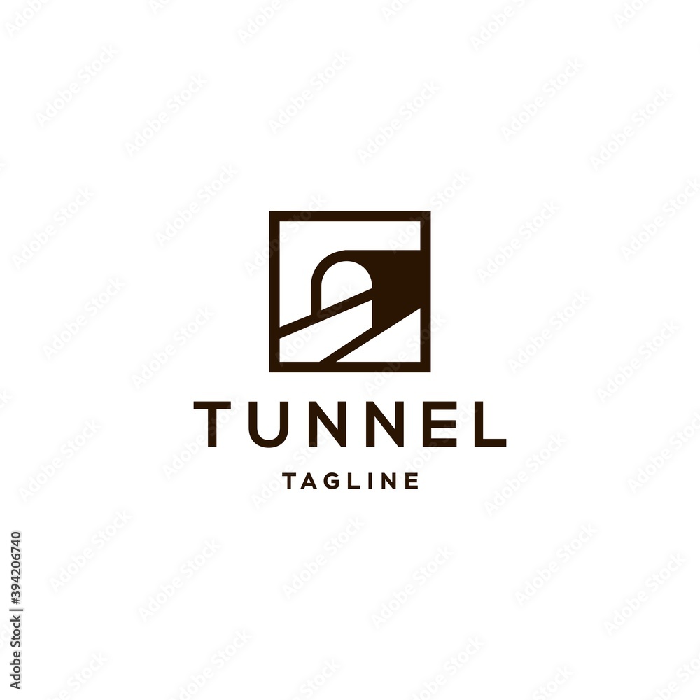 Tunnel icon vector, flat burrow sign inside frame, solid pictogram ...
