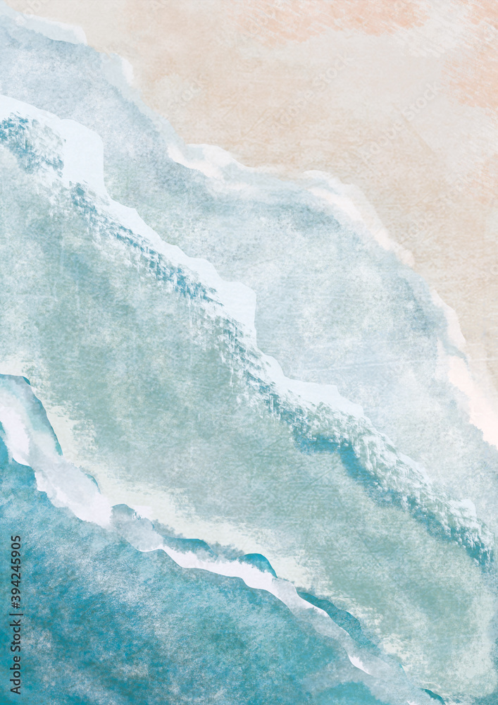 Boho Sea Beach with Waves Print. Abstract Background. Bohemian ...