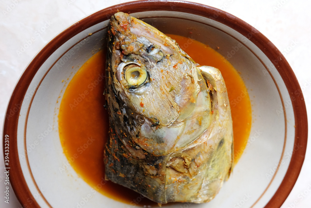 Sour and Spicy Tuna Fish Head or "Asam Pedas", a popular dish from a ...