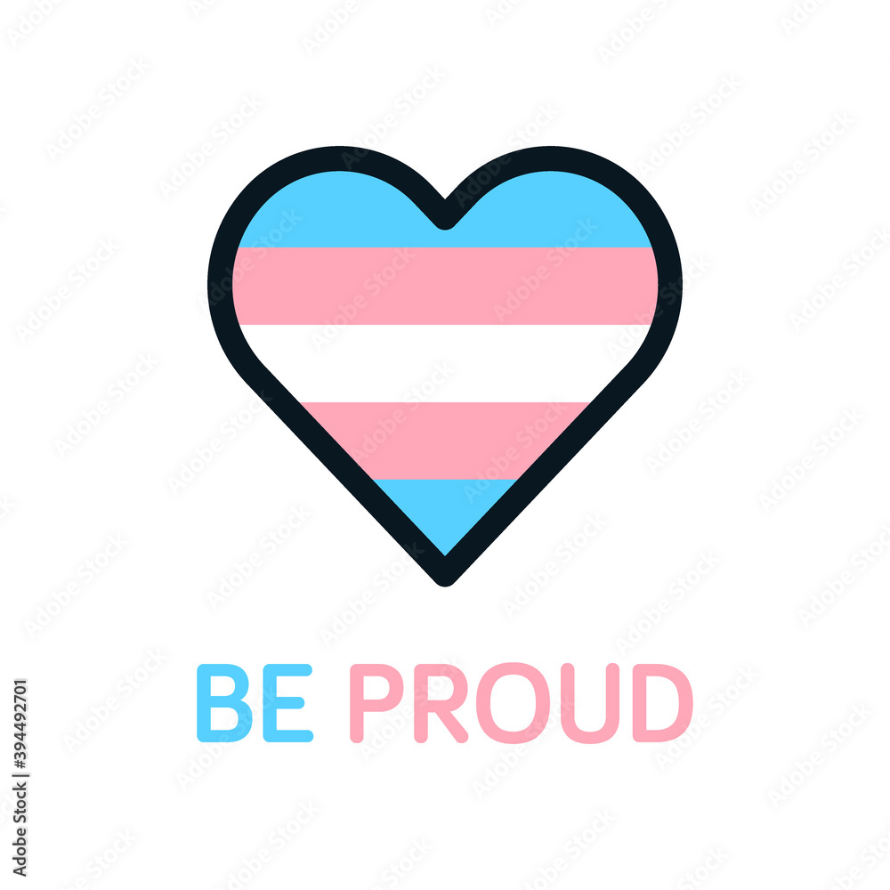 Be Proud Transgender Trans Pride Flag Heart Icon, Banner, Logo, Social ...