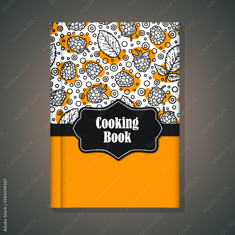 Vector example of using hand drawn food pattern for cover of cooking ...