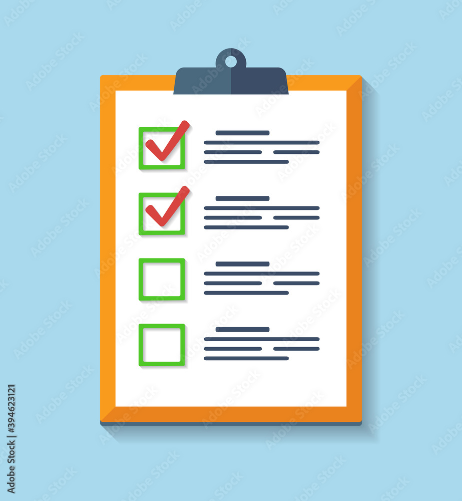 Check List Flat Icon. Checklist clipboard. Vector Stock Vector | Adobe ...