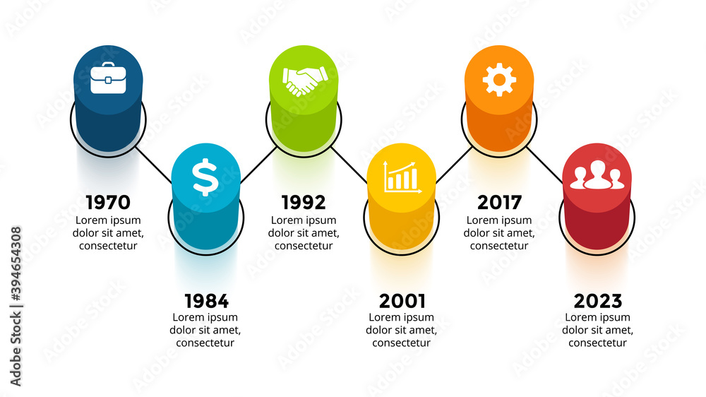 3D Vector Perspective Infographic. Presentation slide template. 6 step ...