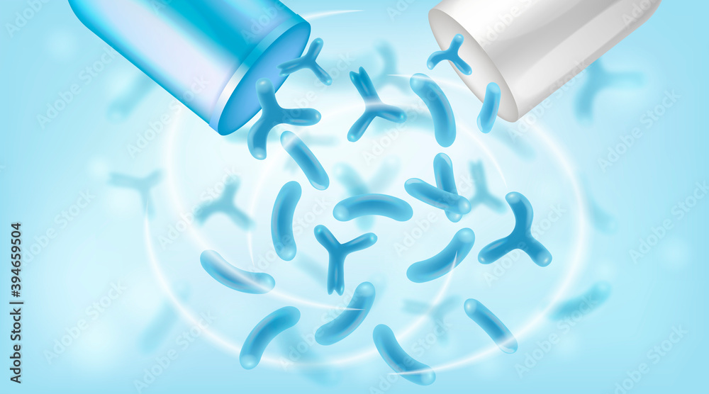 Microbiology science and medicine background. Bacterias, Probiotic ...