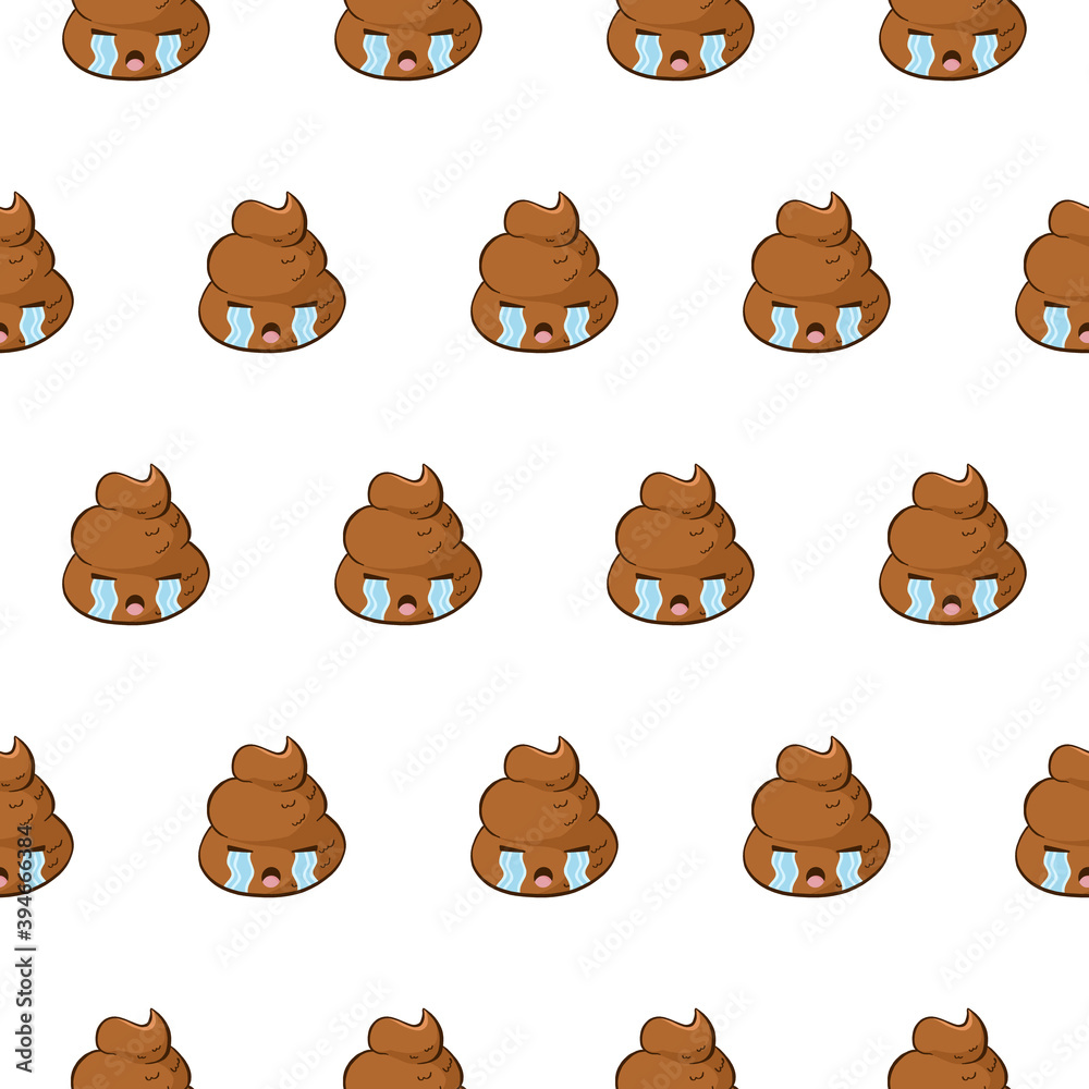 Vector crying poop emoji seamless pattern. Funny background with sad ...