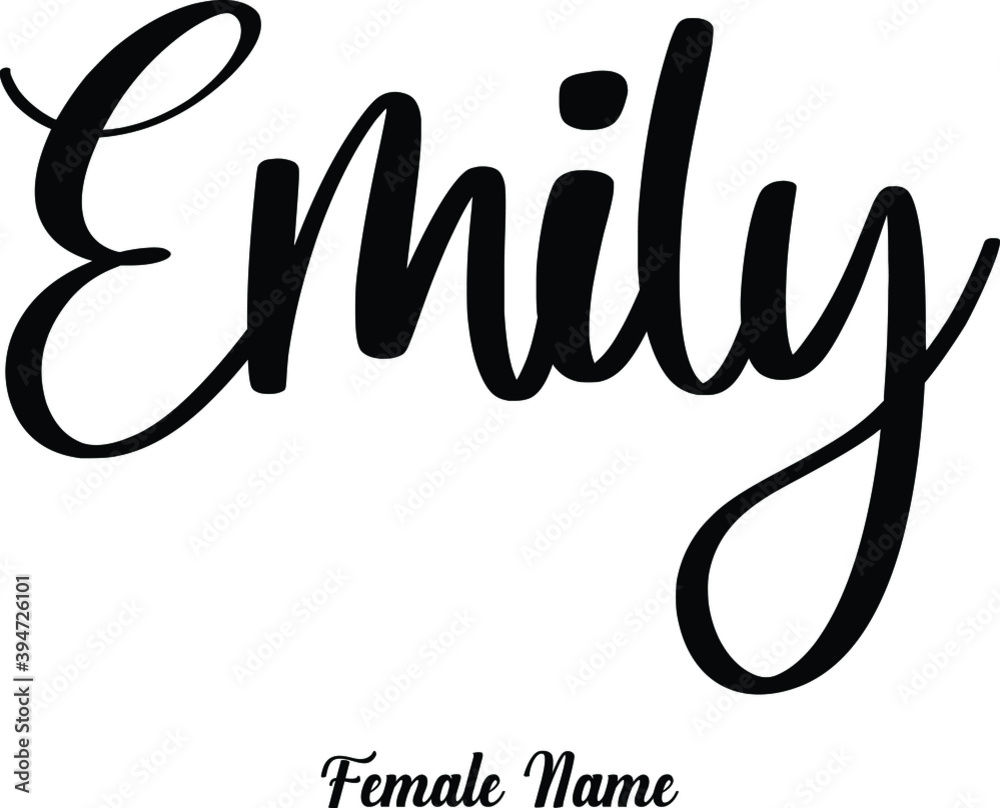 Emily-Female Name Cursive Calligraphy Phrase on White Background Stock ...