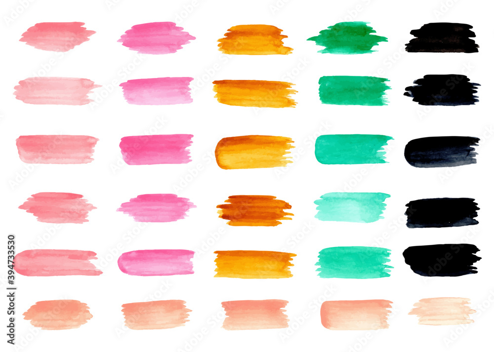 Collection of abstract pink, peach, green, yellow gold and black ...