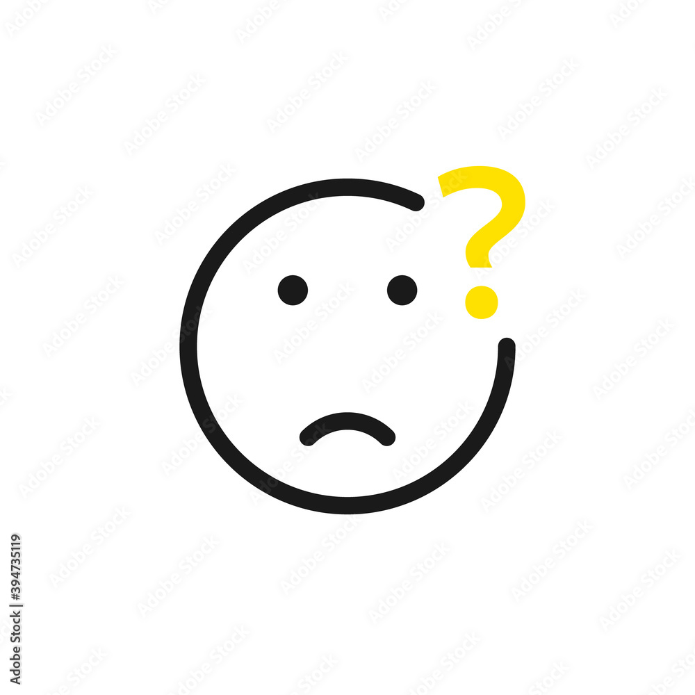 Question mark yellow line emoji icon. Clipart image isolated on white ...