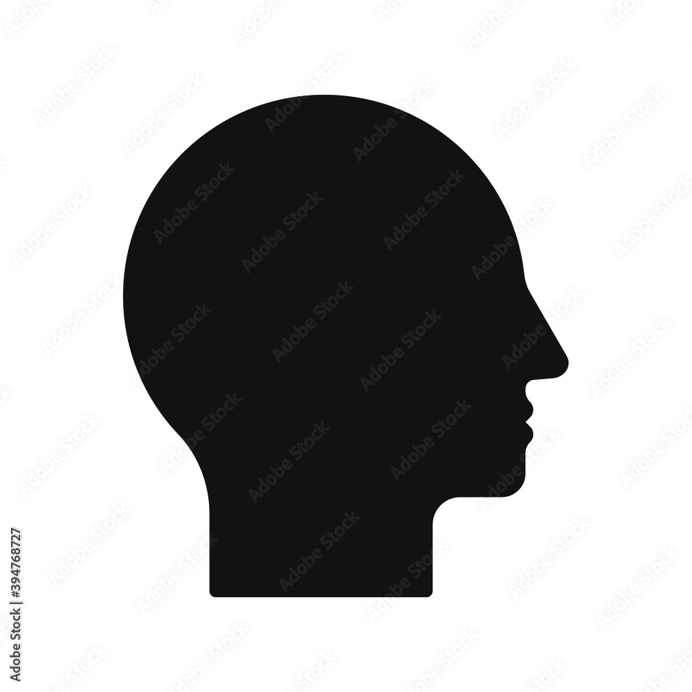 Human head shape vector icon. Person side profile silhouette sign. Man ...