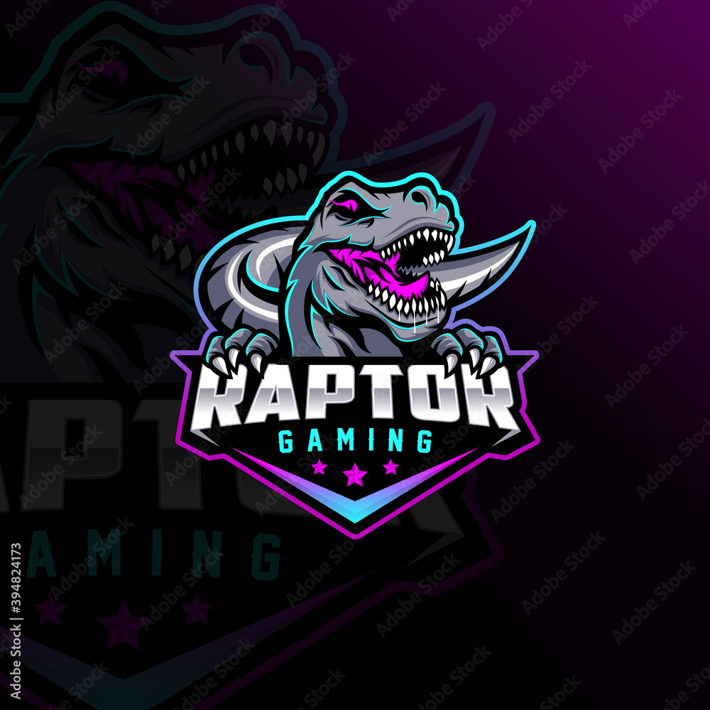 Raptor Esport Mascot Logo Design For Gaming Stock Vector | Adobe Stock