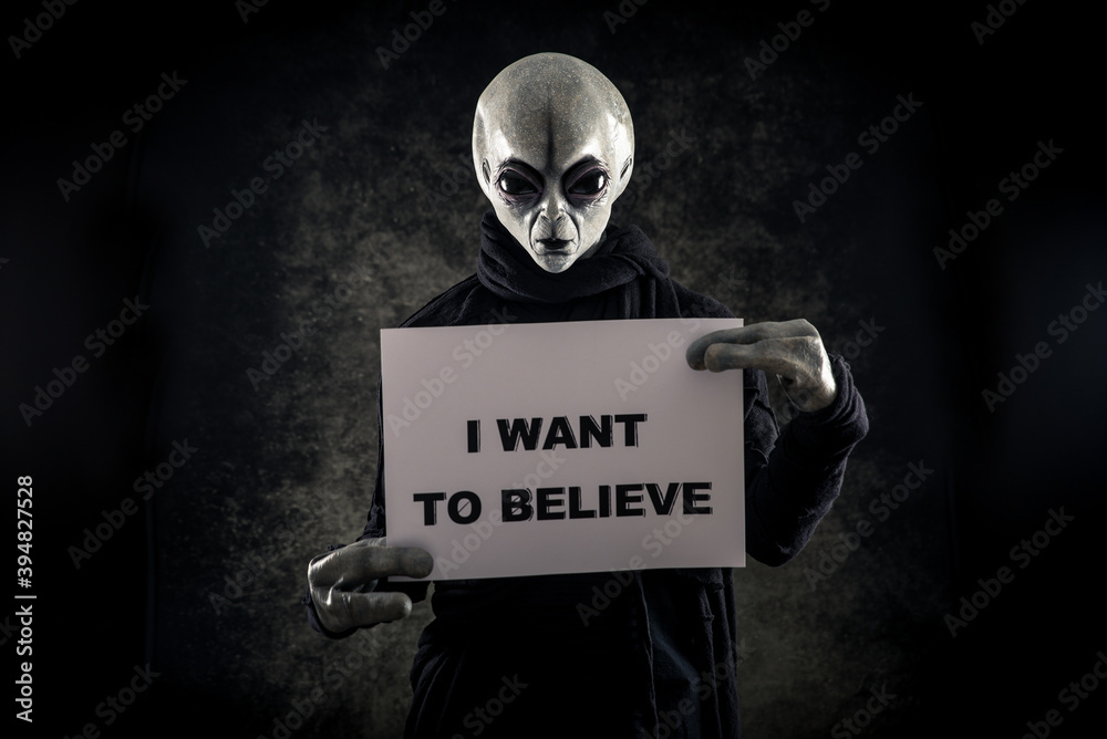 Alien creature has a message for humans. Grey kind humanoid from an ...