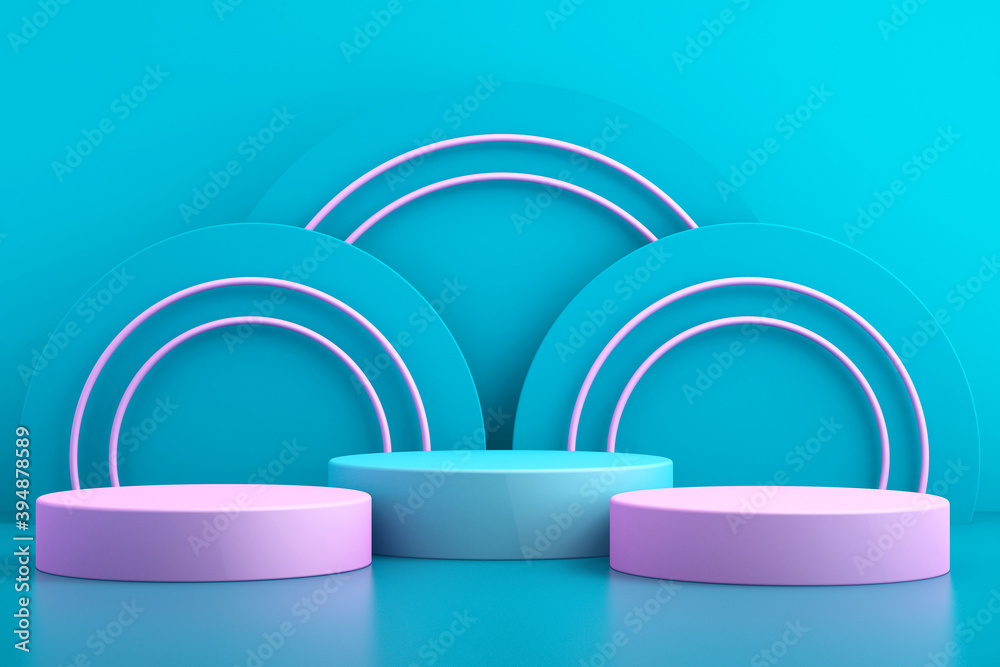 3d background for mock up podium for product presentation, blue ...