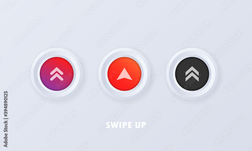 Swipe up button in 3d style. Social media icon set. Swipe up sign ...