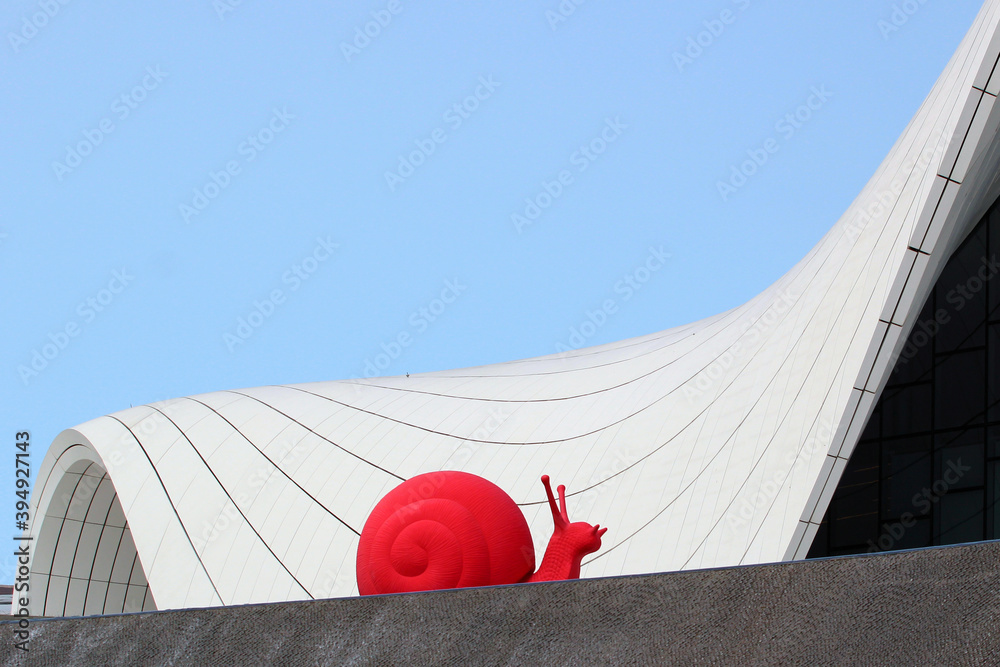 BAKU, AZERBAIJAN - APRIL 24, 2017: Big colorful snails as elements of ...