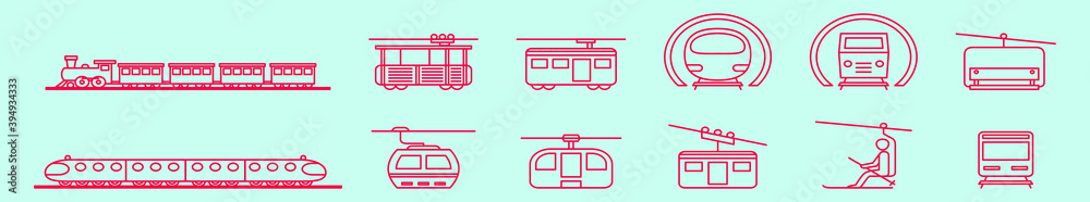 rail and cable transports cartoon icon design template with various ...