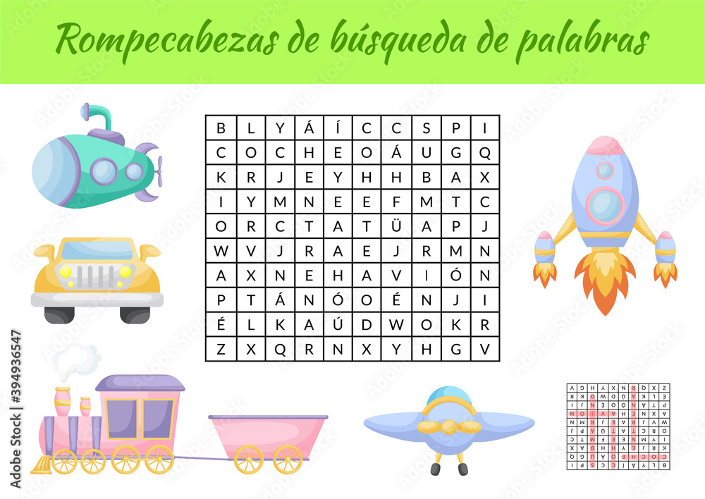 Rompecabezas de búsqueda de palabras - Word search puzzle. Educational ...