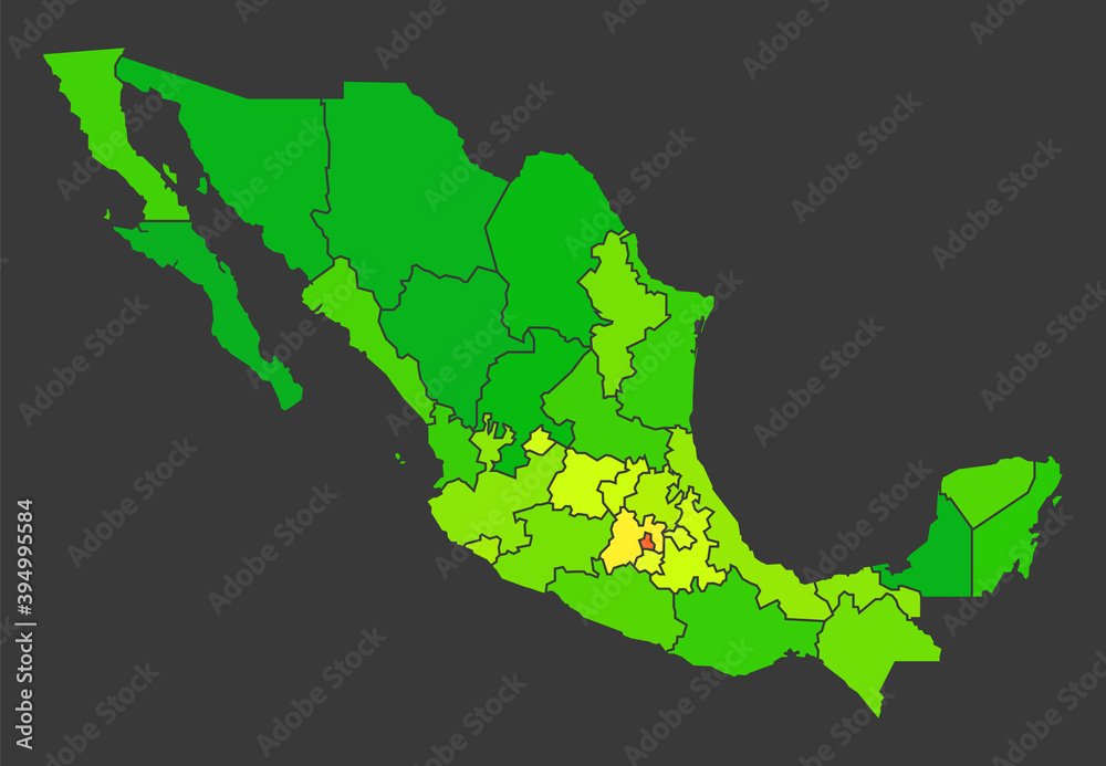 Mexico population heat map as color density illustration Stock ...