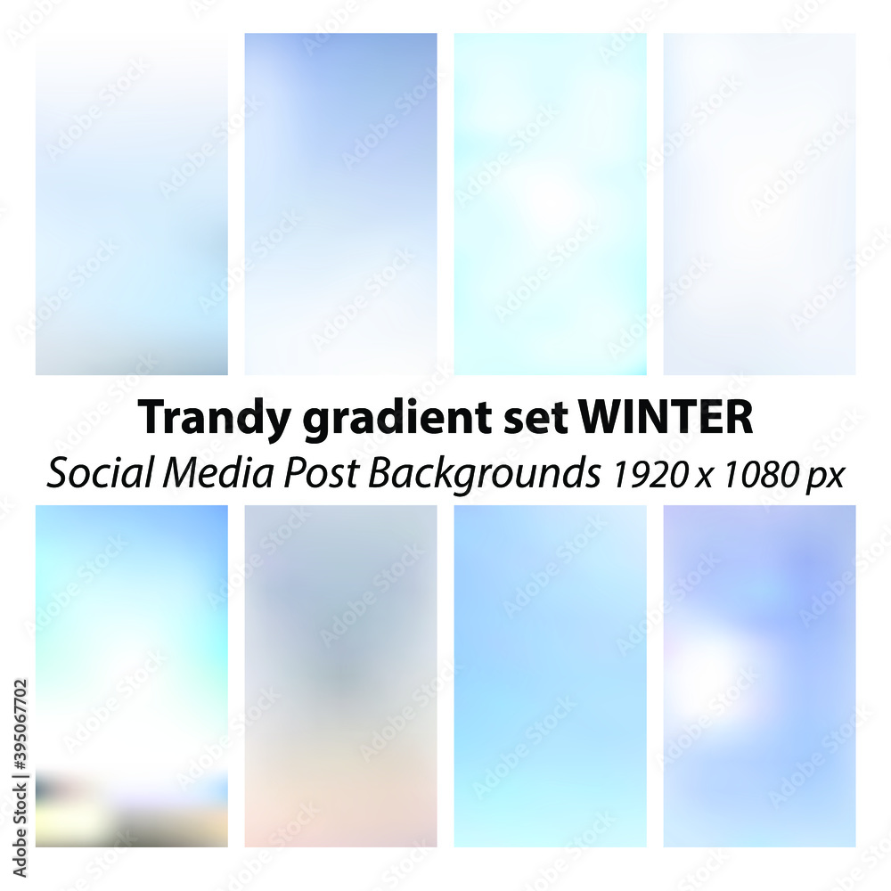 Winter color palette vector, set of vector backgrounds for social media ...