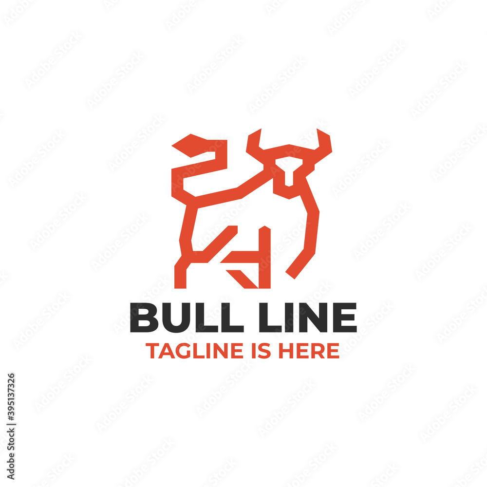 Bull Line Logo Design Template Stock Vector | Adobe Stock