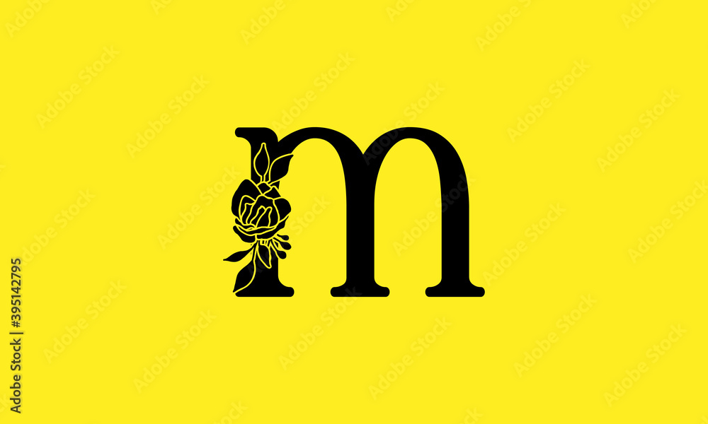 m flower logo design Stock Vector | Adobe Stock