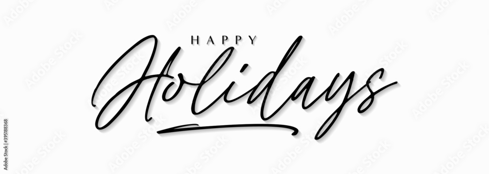 Happy Holidays Handwriting Lettering Calligraphy with Black Text Color ...